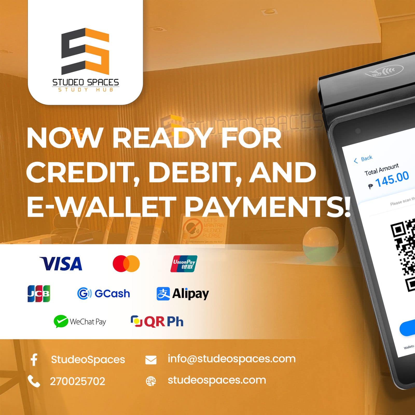 Studeo Spaces Study Hub Now Offers Credit and Debit Card and Other E ...